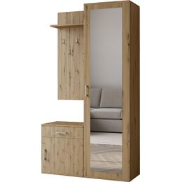 GARDEROBE Talia mit Spiegel, universell montierbar, 100/180/35 cm Eiche Artisan