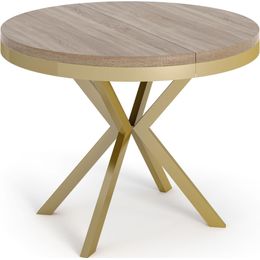 ESSTISCH Dina runder ausziehbarer, Sonoma Eiche 120-200/100/76 cm