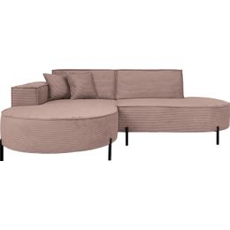 ECKSOFA Hana Loft 3-Sitzer Ecke Links, Cordstoff Chenille, Altrosa Rosa 241/80/168 cm