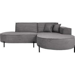ECKSOFA Hana Loft 3-Sitzer Ecke Rechts, Cordstoff Chenille, Grau 241/80/168 cm