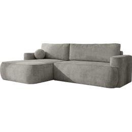 ECKSOFA Marion mit Schlaffunktion & Bettkasten in Chenille Grau, Links 267/154/83 cm