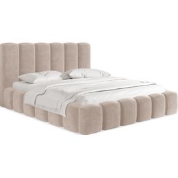 POLSTERBETT Serenity mit Bettkasten, Beige Samt 120x200 cm