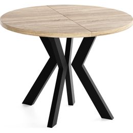 ESSTISCH Savio rund ausziehbar verl&auml;ngerbar, Eiche Sonoma Hellbraun 90-190/90/77 cm