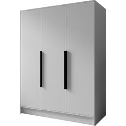 KLEIDERSCHRANK Mono Bis im Skandi-Stil, Dreht&uuml;ren mit Schwarze Metallgriffe, Wei&szlig; 150/200/51 cm