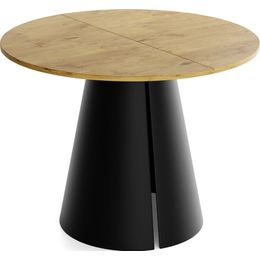 ESSTISCH Lamio runder ausziehbarer, Eiche Hell Braun 100-180/100/76 cm