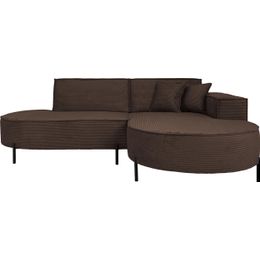 ECKSOFA Hana Loft 3-Sitzer Ecke Rechts, Cordstoff Chenille, Dunkelbraun 241/80/168 cm