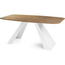 ESSTISCH Monte Wei&szlig; rechteckig ausziehbar, Lefkas Eiche 180-220/90/76 cm