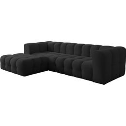 ECKSOFA Mochi L-Form 5-Sitzer Links, Samt, Schwarz 290/75/193 cm