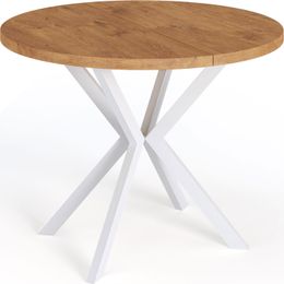 ESSTISCH Della runder ausziehbarer, Lancelot Eiche 120-200/120/76 cm