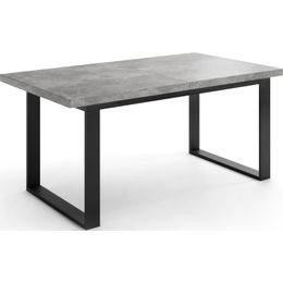 ESSTISCH Valentino rechteckig ausziehbar, Grauer Beton 160/200/80/75 cm