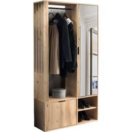 GARDEROBEN-SET Lena mit Spiegel, Sitzbank & Kleiderstange &ndash; 100/189/33 cm &ndash; Artisan Eiche