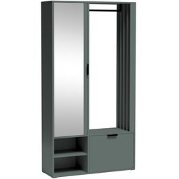 GARDEROBEN-SET Lena Uni mit Spiegel, Sitzbank & Kleiderstange &ndash; 100/189/33 cm &ndash; Dunkelgr&uuml;n, Salbeigr&uuml;n