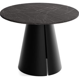 ESSTISCH Lamio runder ausziehbarer, Marmor Schwarz 120-200/120/76 cm