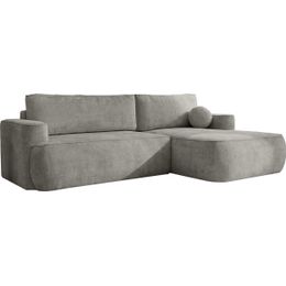 ECKSOFA Marion mit Schlaffunktion & Bettkasten in Chenille Grau, Rechts 267/154/83 cm