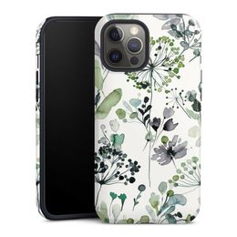 DeinDesign iPhone 12 Pro Max Handy Panzer Handyh&uuml;lle robuste Outdoor H&uuml;lle Schutzh&uuml;lle gl&auml;nzend Eukalyptus Water Colour Flowers Tough Case
