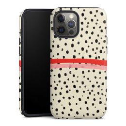 DeinDesign iPhone 12 Pro Max Handy Panzer Handyh&uuml;lle robuste Outdoor H&uuml;lle Schutzh&uuml;lle gl&auml;nzend Stripes Points Kunst Tough Case