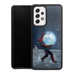 DeinDesign Galaxy A53 5G Handy Gallery Case Handyh&uuml;lle 9H Geh&auml;rtetes Glas R&uuml;ckseite H&uuml;lle Deadpool Moon Marvel Gallery Case