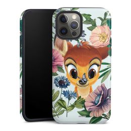 DeinDesign iPhone 12 Pro Max Handy Panzer Handyh&uuml;lle robuste Outdoor H&uuml;lle Schutzh&uuml;lle gl&auml;nzend Disney Bambi Flowers Tough Case