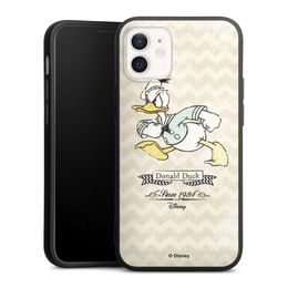 DeinDesign iPhone 12 mini Handy Premium Silikon H&uuml;lle Handyh&uuml;lle schwarz Case Official Licensed Product Disney Donuld Duck Vintage Silikon Premium Case