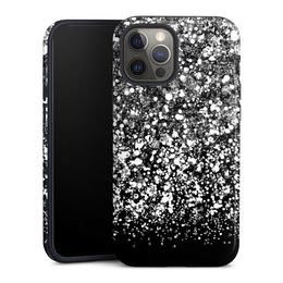 DeinDesign iPhone 12 Pro Max Handy Panzer Handyh&uuml;lle robuste Outdoor H&uuml;lle Schutzh&uuml;lle gl&auml;nzend Muster Snowflake Glitzer Tough Case