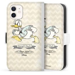 DeinDesign iPhone 12 mini Handy Klapph&uuml;lle Handyh&uuml;lle aus Kunst Leder wei&szlig; Flip Case Official Licensed Product Disney Donuld Duck Vintage Sideflip mit Lasche