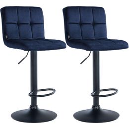 CLP Barhocker 2er Set h&ouml;henverstellbar mit Lehne Peru, Barst&uuml;hle gepolstert Samtbezug, Tresenst&uuml;hle mit Metallgestell drehbar
