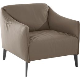 Cocktailsessel W.Schillig "sally Designsessel, zeitlos und bequem, tolle Verarbeitungsdetails", braun (stone z59), B:84cm H:78cm T:84cm, Longlife Xtra-Leder Z59: Glattleder mit modischer Pr&auml;gung. Hautst&auml;rke 0, 9 - 1, 1 mm., Sessel, Cocktailsessel, mit Metall-Winkelf&uuml;&szlig;en in Schwarz pulverbeschichtet