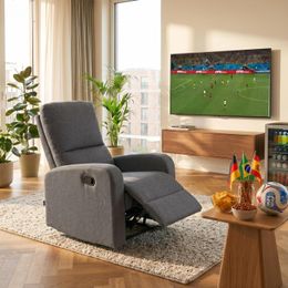Relaxsessel Home Affaire "TOURNAY, TV-Sessel mit Recliner - und Liegefunktion, Webstoff", grau (dunkelgrau), H:96cm T:93cm, Sessel, Relaxsessel, Ruhesessel mit Beinablage, Liegefl&auml;che ideal verstellbar 105-135