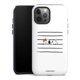 DeinDesign iPhone 12 Pro Max Handy Panzer Handyh&uuml;lle robuste Outdoor H&uuml;lle Schutzh&uuml;lle gl&auml;nzend Snoopy Dog Peanuts Tough Case