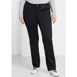 Stretch-Hose sheego, Damen, Gr. 46, Normalgr&ouml;&szlig;en, schwarz, 97% Baumwolle, 3% Elasthan, unifarben, Hosen