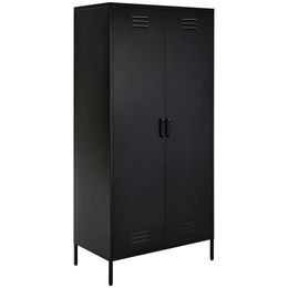 Mid.you Mehrzweckschrank, Schwarz, Metall, 5 F&auml;cher, 90x185x50 cm, Waschk&uuml;che, Mehrzweckschr&auml;nke
