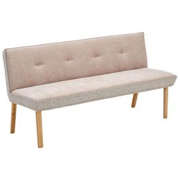 Linea Natura Sitzbank, Taupe, Hellbraun, Holz, Textil, Eiche, vollmassiv, 2-3-Sitzer, 157x88x63 cm, Esszimmer, B&auml;nke, Sitzb&auml;nke