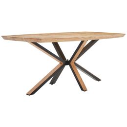 Livetastic Esstisch, Schwarz, Akazie, Holz, Metall, Akazie, vollmassiv, Holz, rechteckig, Sternfu&szlig;, 100x76x180 cm, Esszimmer, Tische, Esstische