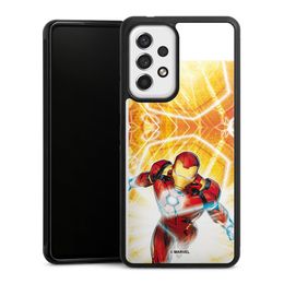 DeinDesign Galaxy A53 5G Handy Gallery Case Handyh&uuml;lle 9H Geh&auml;rtetes Glas R&uuml;ckseite H&uuml;lle Marvel Fire Iron Man Gallery Case