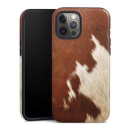 DeinDesign iPhone 12 Pro Max Handy Panzer Handyh&uuml;lle robuste Outdoor H&uuml;lle Schutzh&uuml;lle gl&auml;nzend Fur Cow Animal Look Tough Case