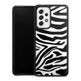 DeinDesign Galaxy A53 5G Handy Gallery Case Handyh&uuml;lle 9H Geh&auml;rtetes Glas R&uuml;ckseite H&uuml;lle Animal Look Zebra Animal Print Gallery Case