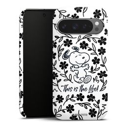 DeinDesign Google Pixel 9 Pro Handy Panzer Handyh&uuml;lle robuste Outdoor H&uuml;lle Schutzh&uuml;lle gl&auml;nzend Peanuts Flowers Snoopy Tough Case