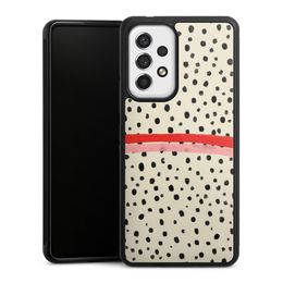 DeinDesign Galaxy A53 5G Handy Gallery Case Handyh&uuml;lle 9H Geh&auml;rtetes Glas R&uuml;ckseite H&uuml;lle Stripes Points Kunst Gallery Case