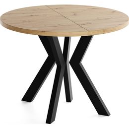 ESSTISCH Savio rund ausziehbar verl&auml;ngerbar, Eiche Artisan Hellbraun 80-130/80/77 cm