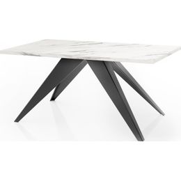 ESSTISCH Vance rechteckig ausziehbar, Marmor Wei&szlig; 140-240/80/76 cm