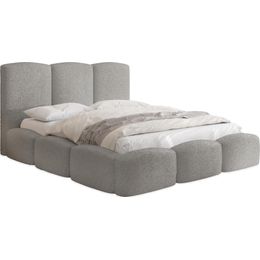 POLSTERBETT Harmony mit Bettkasten, Grau Boucle 120x200 cm
