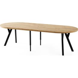ESSTISCH Twixy XXL gro&szlig; rund oval ausziehbar, Braun 100-250/100/76 cm