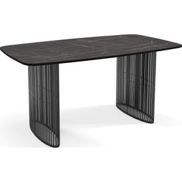 ESSTISCH Cavaro rechteckig oval ausziehbar, Marmor Schwarz 180-256/90/76 cm