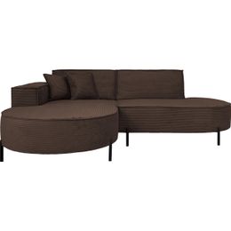 ECKSOFA Hana Loft 3-Sitzer Ecke Links, Cordstoff Chenille, Dunkelbraun 241/80/168 cm