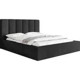 POLSTERBETT Amira mit Bettkasten, Schwarz Samt 120x200 cm