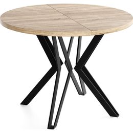 ESSTISCH Revena runder ausziehbarer, Sonoma Eiche 120-200/120/76 cm