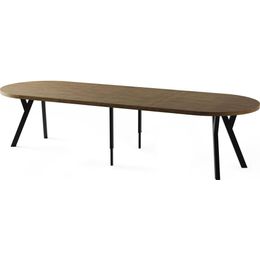 ESSTISCH Twixy XXL gro&szlig; rund oval ausziehbar, Eiche Braun Rustikal 100-300/100/76 cm