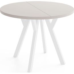 ESSTISCH Vero Wei&szlig; rund ausziehbar verl&auml;ngerbar, Kaschmir 100-300/100/77 cm