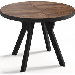 ESSTISCH Twixy runder ausziehbarer, Arvadonna Chestnut 90-170/90/76 cm