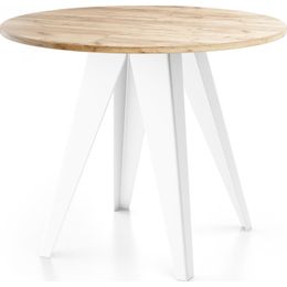 ESSTISCH Griffin runder ausziehbarer, Craft Eiche 90-130/100/76 cm